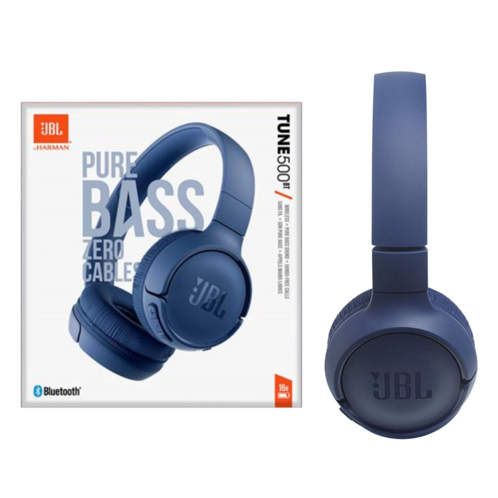 Audífono Jbl Tune 500bt Bluetooth Wireless Pure Bass Sans Fil Plegable 16 Horas Color Azul ...