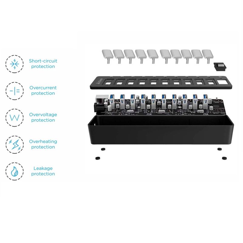 Hub USB 3.0 iDock IDK-1000 con 10 Puertos - Real Plaza