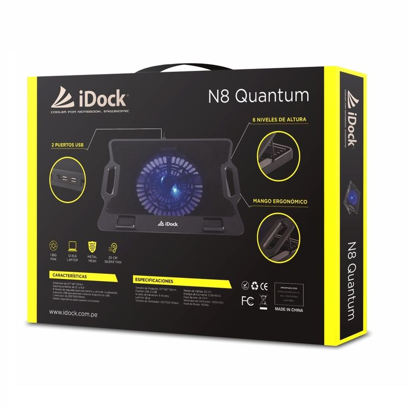 Cooler iDock N8 Quantum con 6 Niveles y LED Azul - Real Plaza