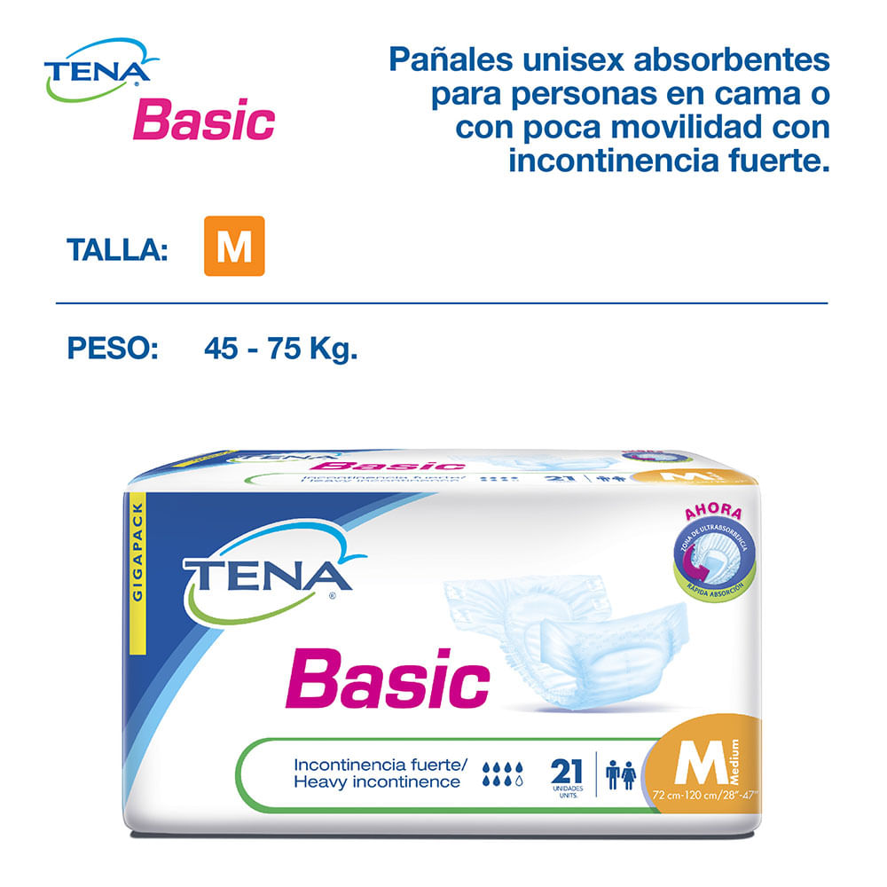 Pañal Basic Tena Mediano TBS 21 und Pack x2 - Real Plaza