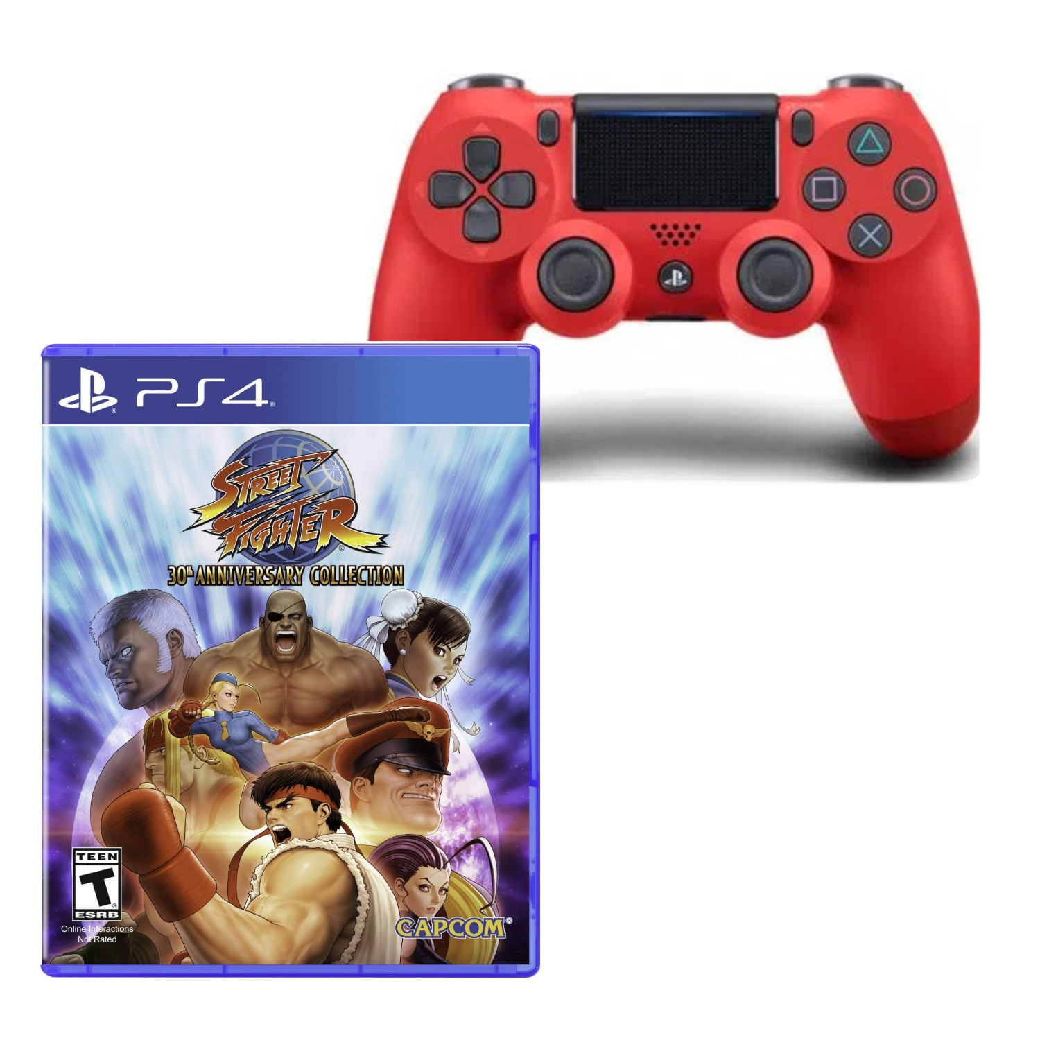 Mando PlayStation 4 Dualshock Rojo + Street Fighter 30 Anniversary ...