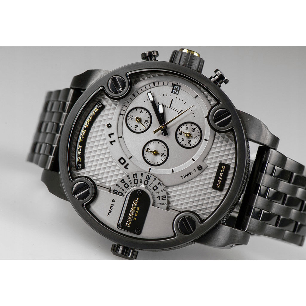 Reloj Diesel Little Daddy DZ7363 Hora Doble Correa de Cuero Negro ...