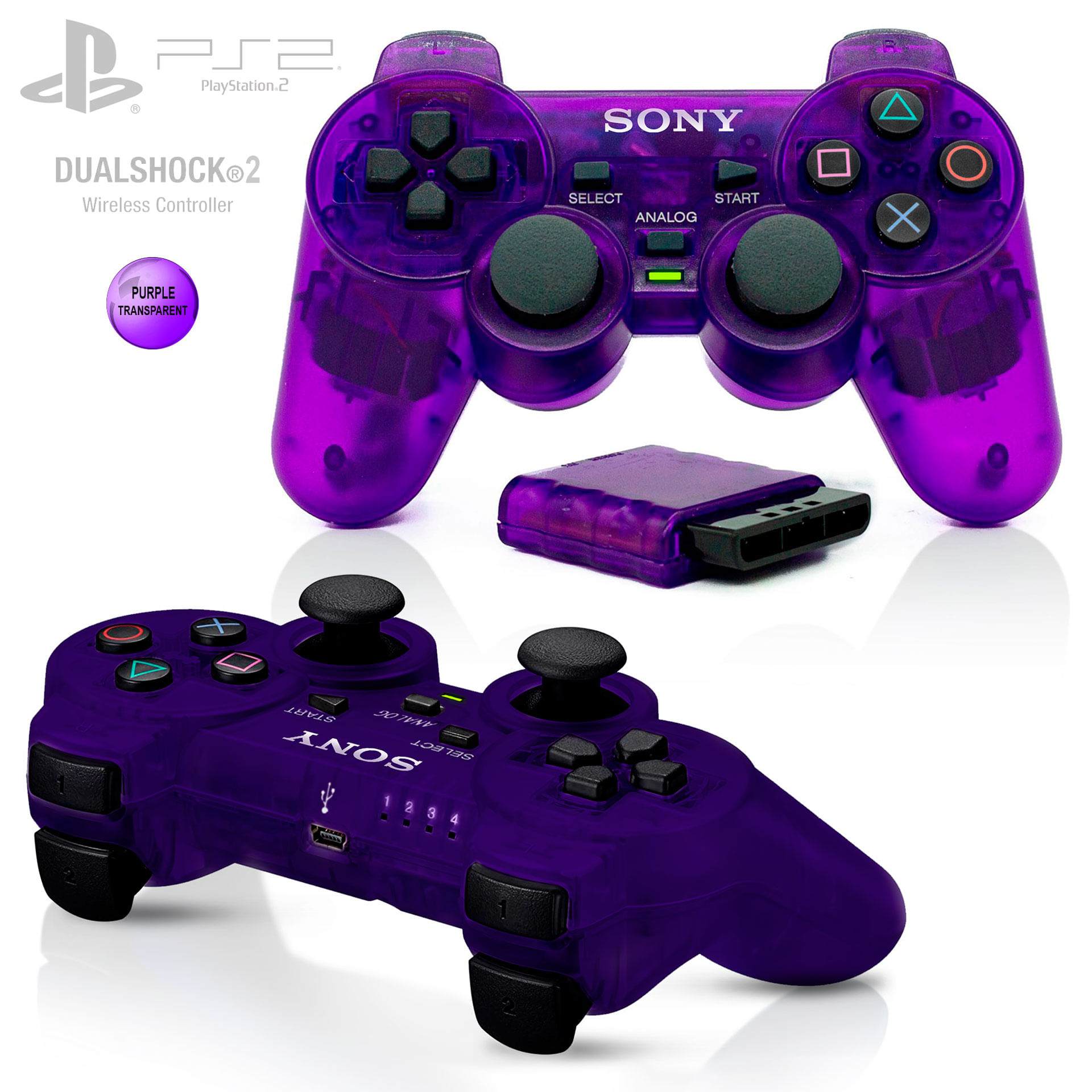 Mando para Ps2 Inalámbrico Playstation 2 Wireless Purpura - Real Plaza