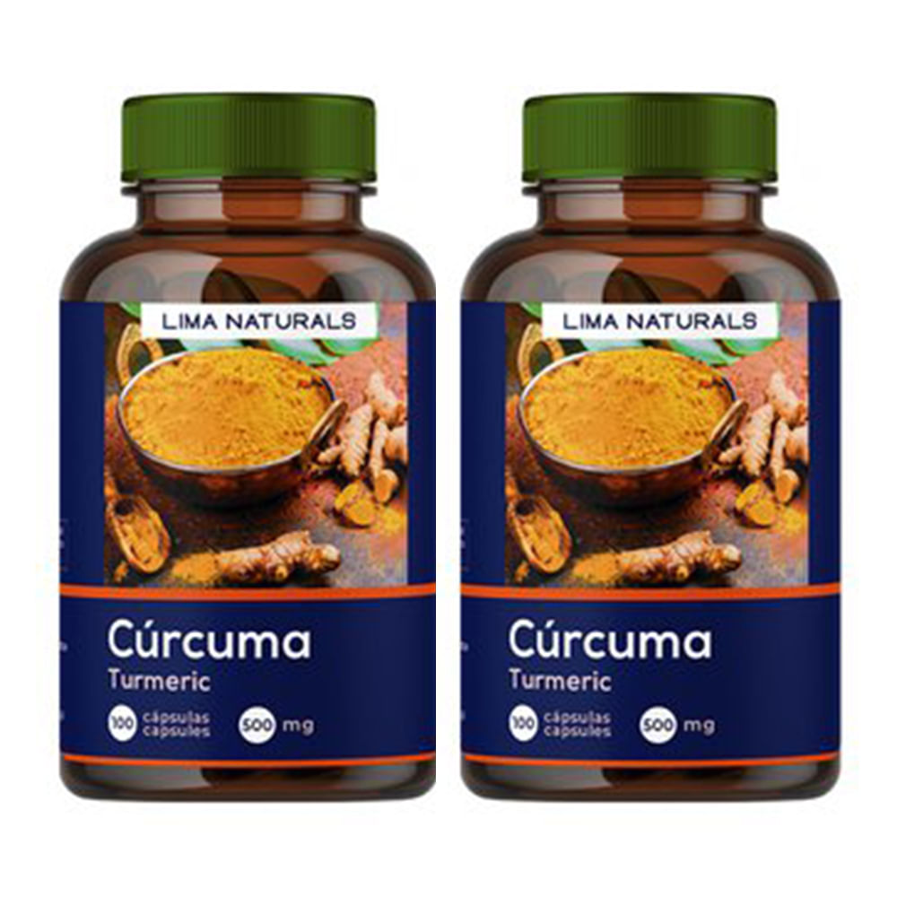 Pack 02 Frascos Curcuma Lima Naturals 100 Capsulas - Real Plaza