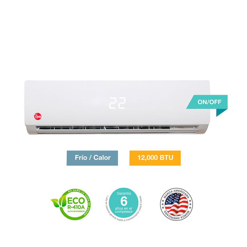 Aire Acondicionado Rheem Mini Split On/Off 12000 Frío/Calor - Real Plaza