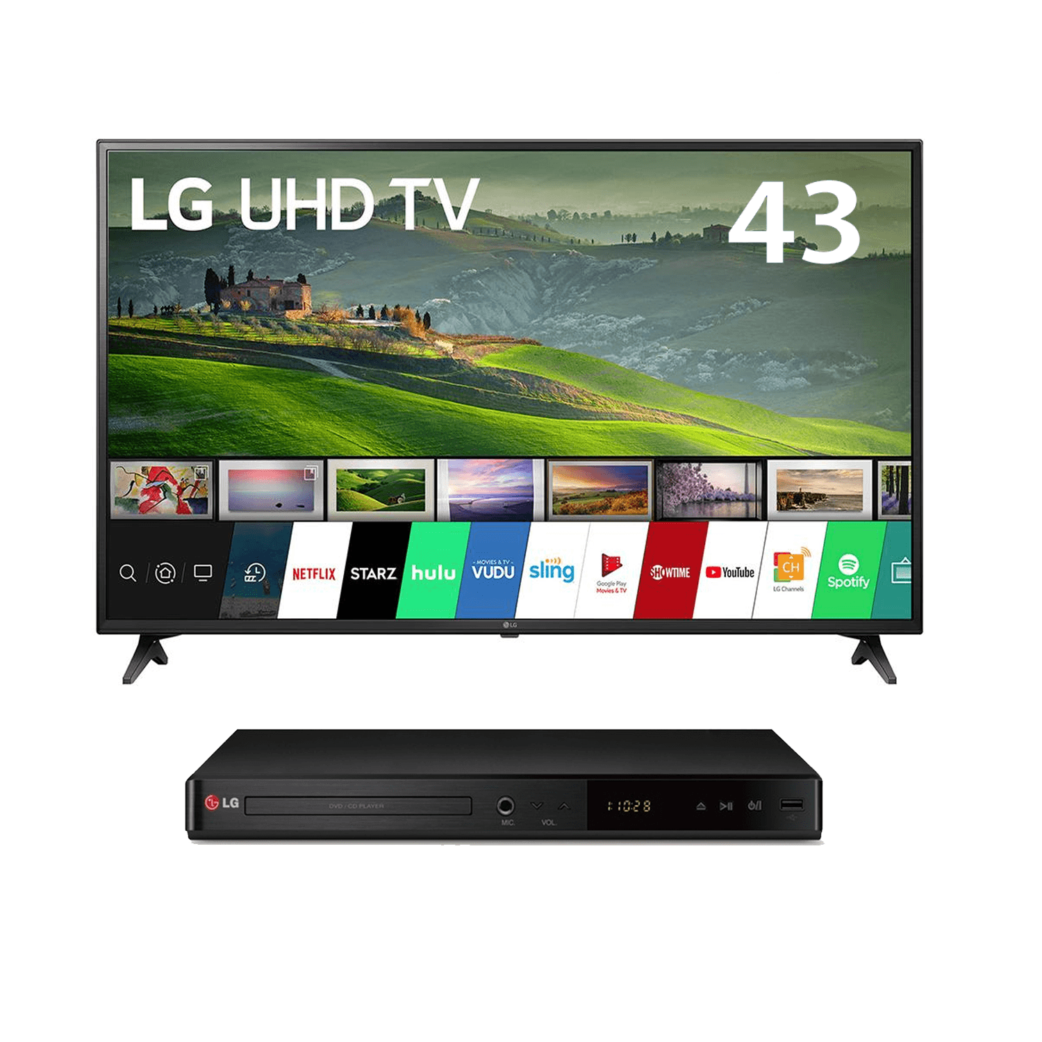 Televisor LG Smart UHD 4K 43UM7100 43"+ Reproductor DVD LG DP547 - Real ...