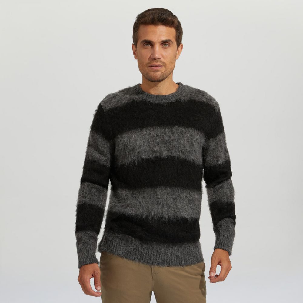 CHOMPA C/REODNDO RAYAS HORIZONTALES BLOCKS NEGRO Talla L - Real Plaza