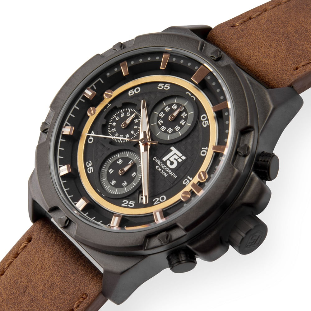 Reloj T5 HG3478G Acuático Cronógrafo Color Marrón - Real Plaza