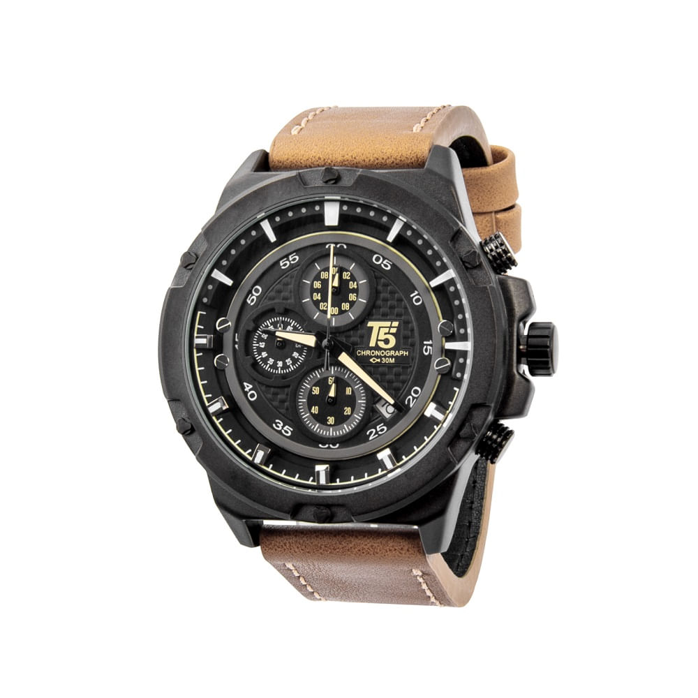 Reloj T5 HG3478G Acuático Cronógrafo Color Camello con Negro - Real Plaza