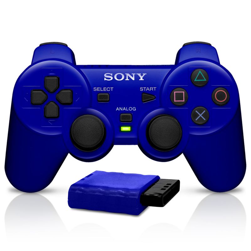 Mando para PS2 Inalámbrico Wireless Azul - Real Plaza