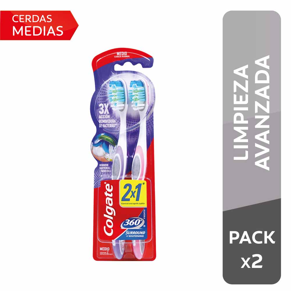 Cepillo Dental COLGATE 360° Luminous Surround Paquete 2un - Real Plaza