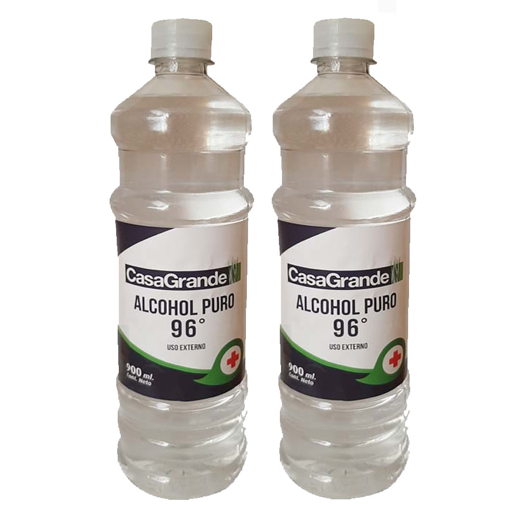 2 x Alcohol Puro 96% Etílico Casa Grande 900mL - Real Plaza
