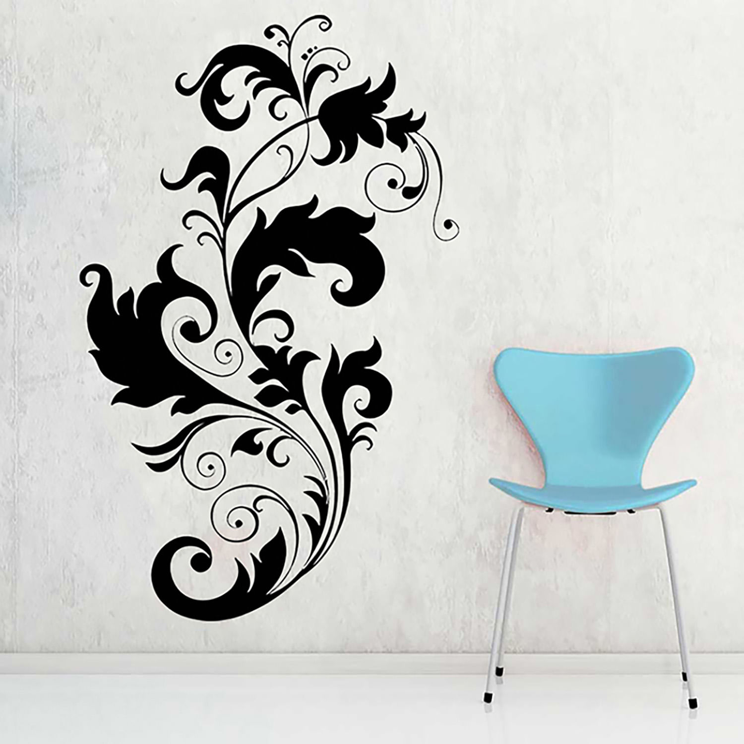 Vinilo Pluma y Hojas Negro Sticker Pegatina Viniles Pequeño - Real Plaza