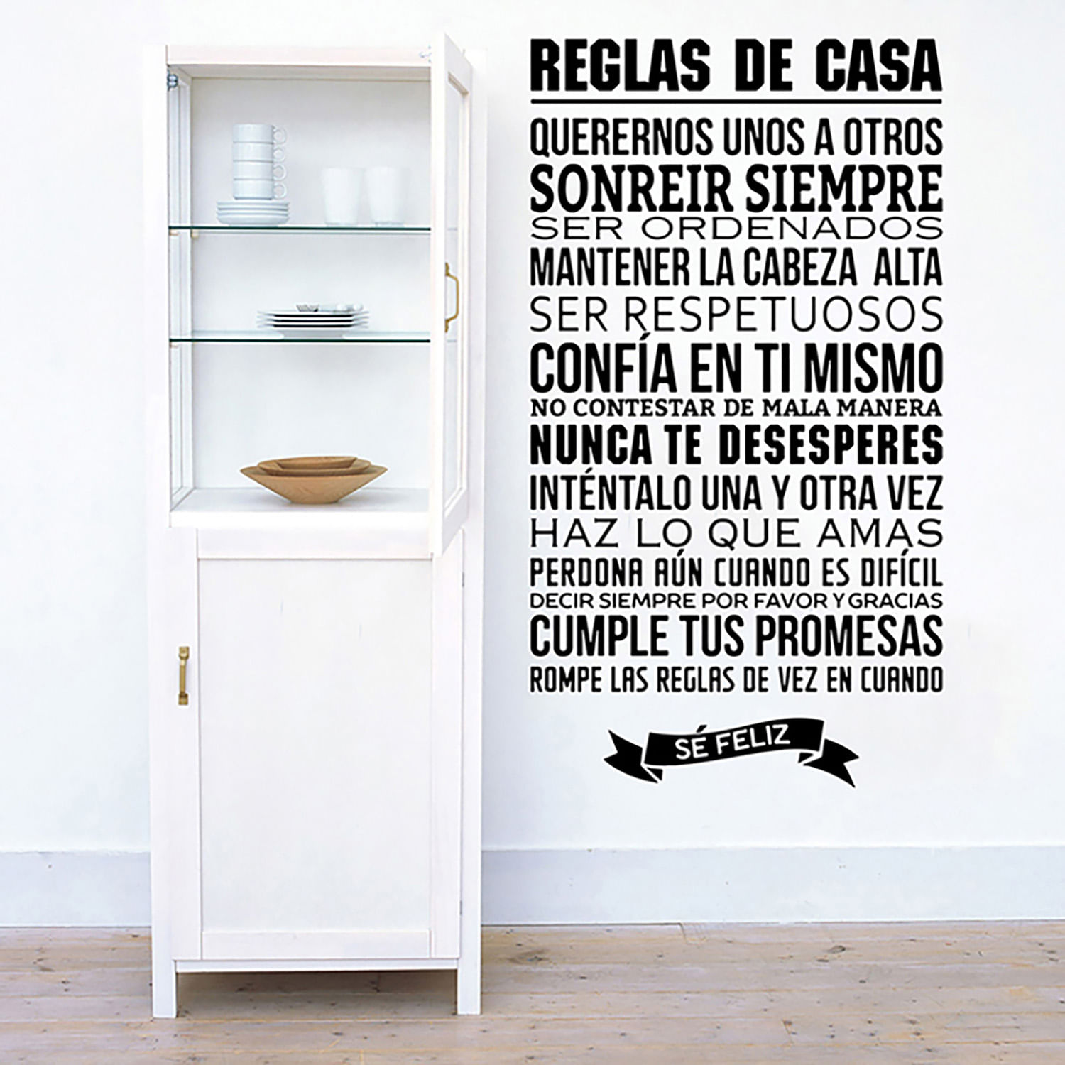 Vinilo Reglas de Casa Negro Sticker Pegatina Viniles Frases Pequeño ...