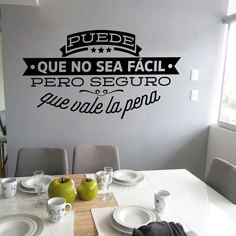 Vinilo Puede que No Sea Fácil Negro Sticker Pegatina Viniles Frases ...