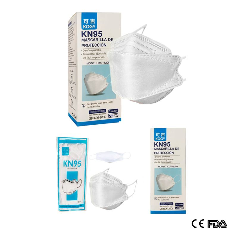Mascarilla KN95 Fish shape Blanco(60und) + KN95 Fish Shape Negro(60Und ...