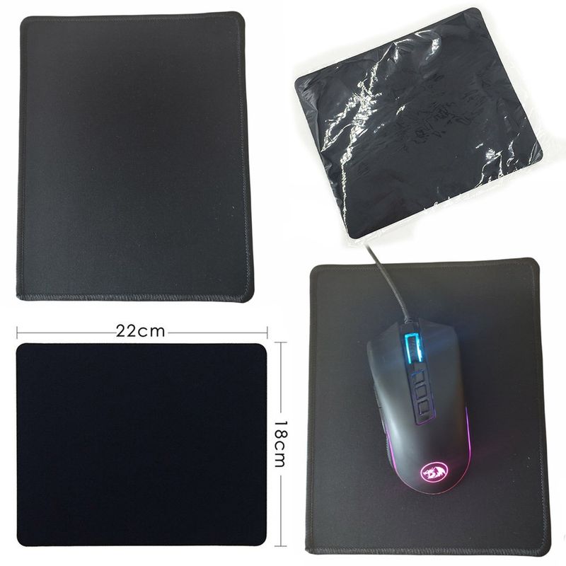 Mouse Pad Base Escritorio 22x18cm Alta Calidad Bordado Negro - Real Plaza