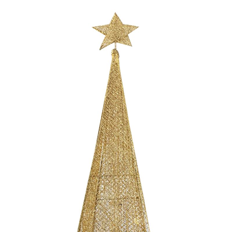 Árbol Triangular Escarchado con Luz LED + Estrella - Dorado 1.80 mt ...