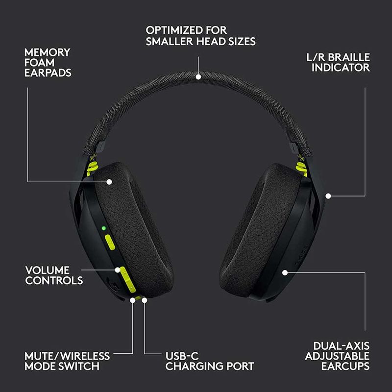 Audífono gaming Logitech G435 Lightspeed, conexión bluetooth y usb, 45 ...