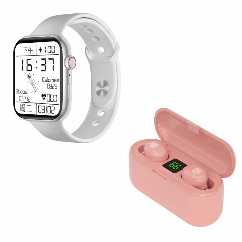 Pack Smartwatch W37 PRO serie 7 Blanco y Audífono Inalámbrico F9 - 5.1 ...