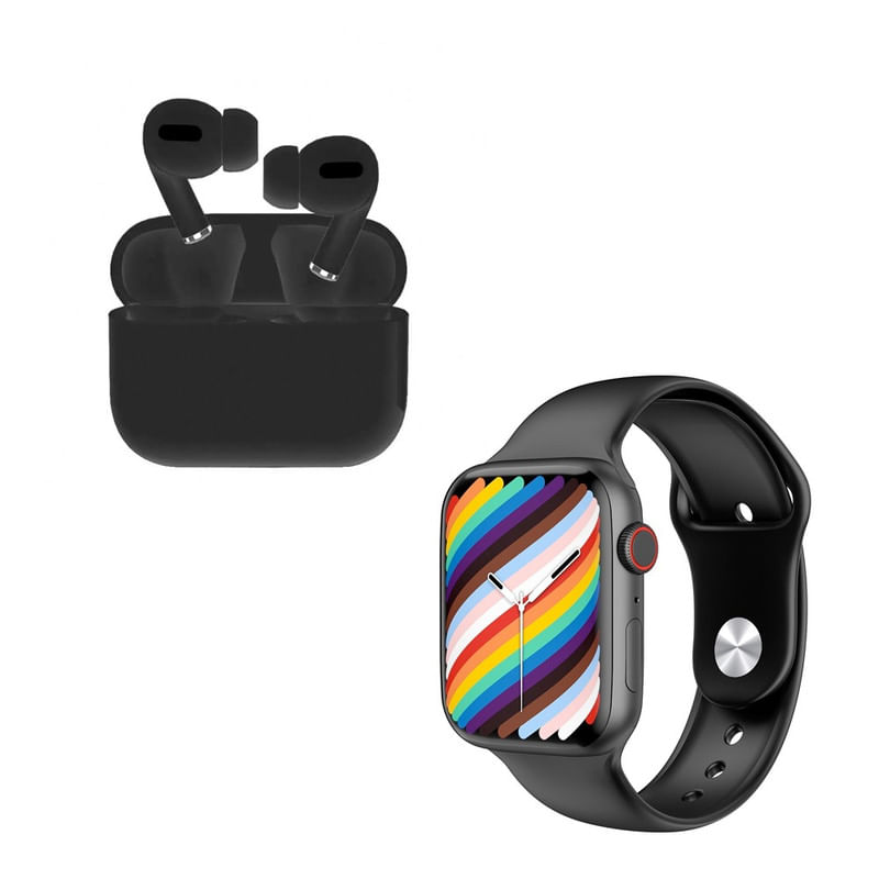 Pack Smartwatch W37 PRO Serie 7 Negro y Audifono I13 Pro Negro - Real Plaza