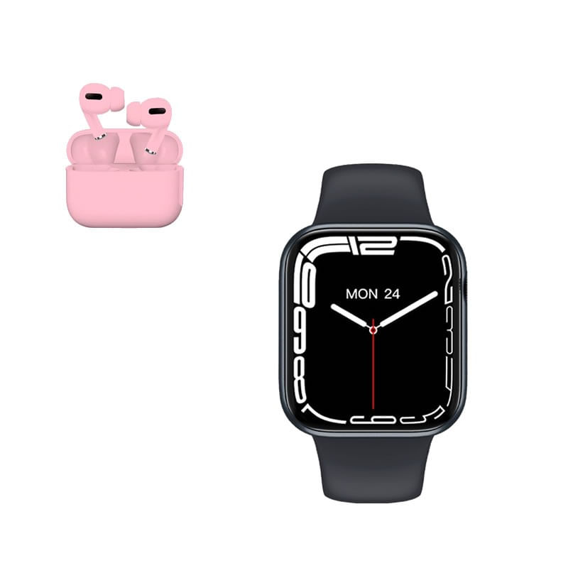 Pack Smartwatch HW37 GPS Negro y Audifono I13 Pro Rosado - Real Plaza