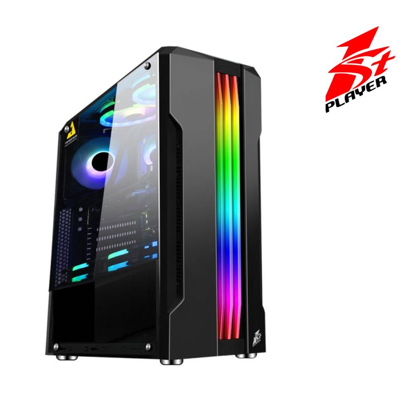 Case Gamer 1STPlayer Rainbow R3-A - 3 Fans Color Negro - Real Plaza