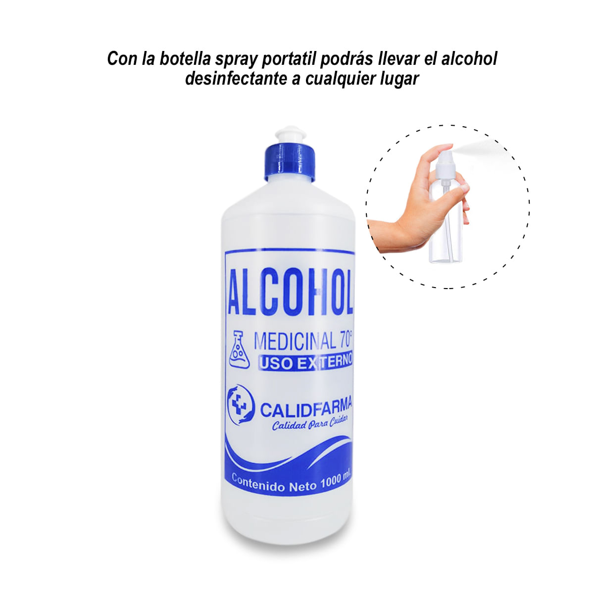 Set de 1L de Alcohol 70° y botella en spray - Real Plaza