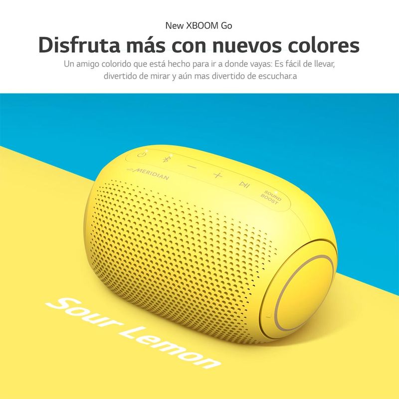 Parlante Bluetooth Portátil LG XBOOM Go PL2S Sour Lemon (2020) - Real Plaza