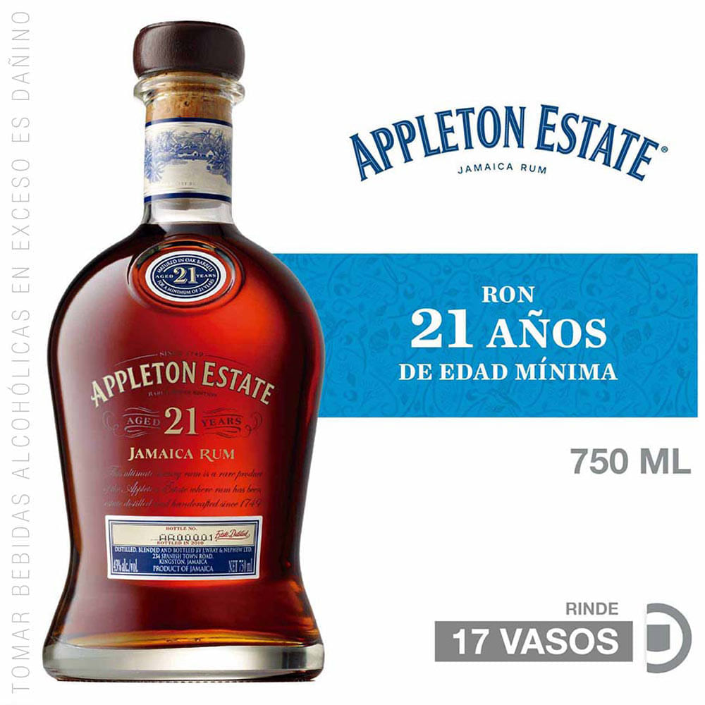 Ron APPLETON ESTATE 21 Años Botella 750ml - Real Plaza