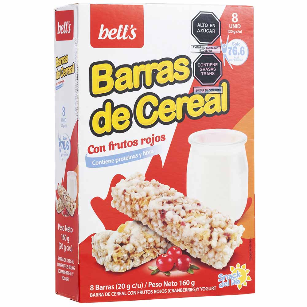 Cereal en Barra BELL'S Frutos Rojos Caja 8un - Real Plaza