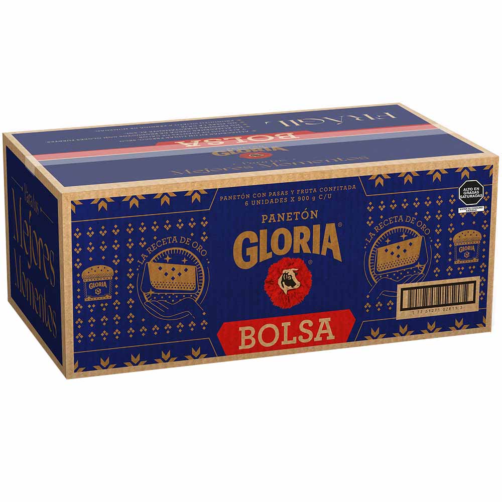 Panetón GLORIA Bolsa 900g Caja 6un - Real Plaza