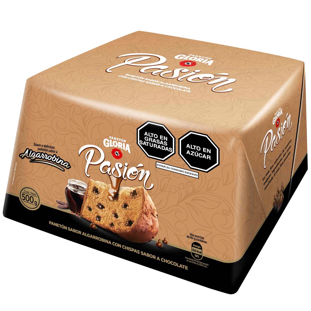 Panetón GLORIA PASION Algarrobina con Chispas de Chocolate Caja 500g ...