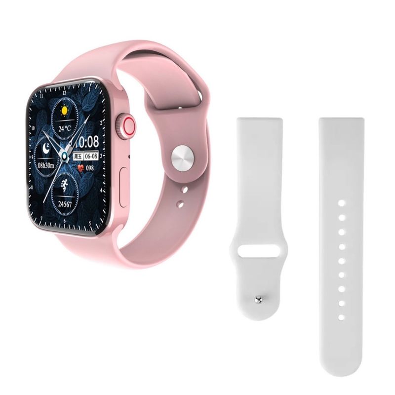 Pack Smartwatch N76 serie 7 Rosado y Correa Blanca Adicional 42mm Y ...