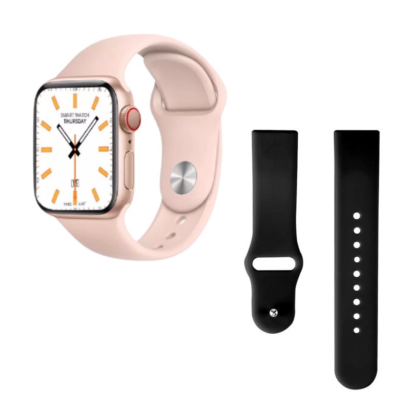 Pack Smartwatch W37 PRO serie 7 Rosado y Correa Negra Adicional 42mm Y ...