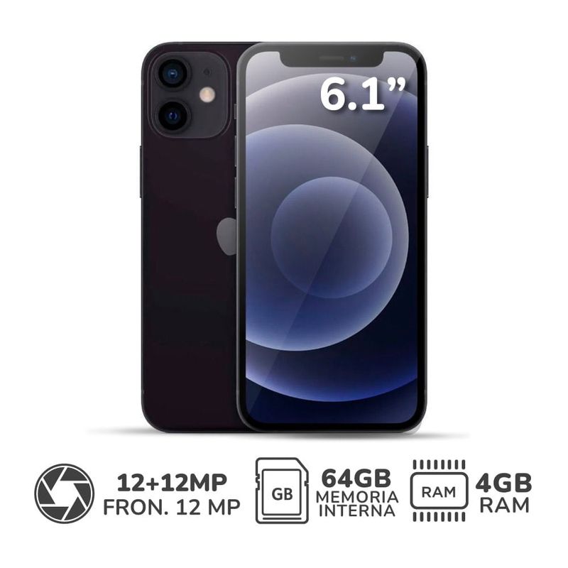 Apple Iphone 12 6.1" 64GB MGH63LL/A Negro - Real Plaza