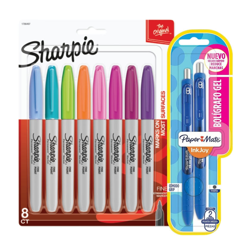 Pack Marcador Sharpie X 8 Fashion + 2 Inkjoy Gel - Real Plaza