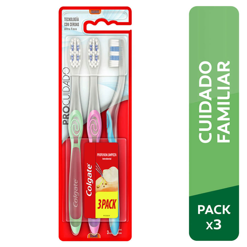 Cepillo Dental Colgate Pro Cuidado Suave - Pack 3 UN - Real Plaza