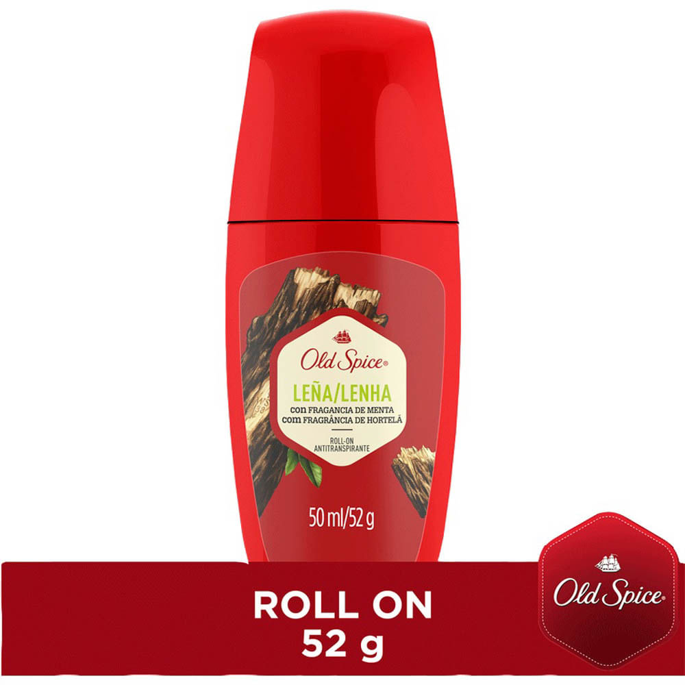 Desodorante Roll-On Old Spice Leña con Fragancia de Menta - Frasco 50 ...