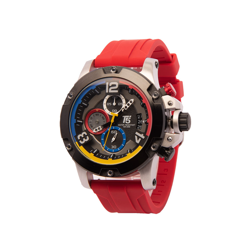 Reloj T5 H3885G Acuático Cronógrafo Color Rojo - Real Plaza
