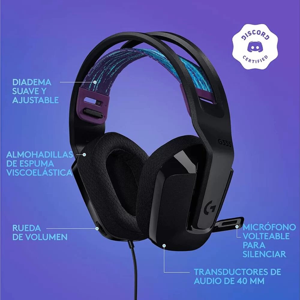 Audífonos Logitech G335 Gamer Micrófono Multiplataforma 3.5mm - Real Plaza