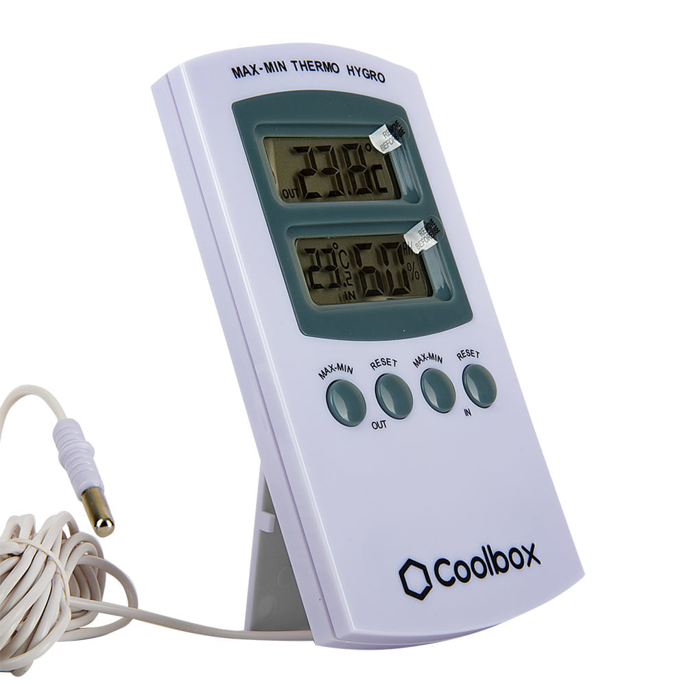 Termohigrómetro para interior y exterior Coolbox 2 pantallas - Real Plaza