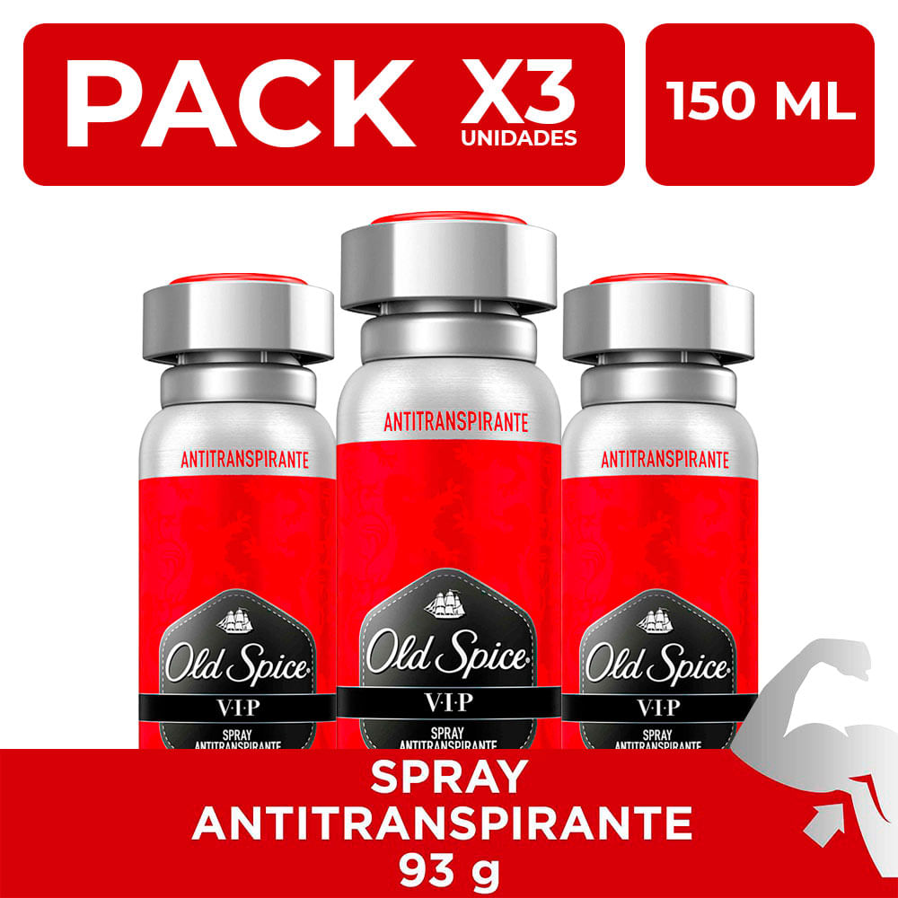 VIP Spray Antitranspirante Old Spice 150ml PackX3 - Real Plaza
