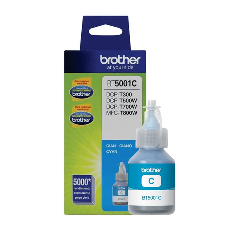 Botella de tinta Brother BT5001C cyan rinde 5000 páginas - Real Plaza