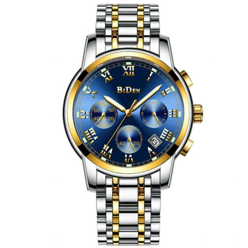Reloj Biden de Lujo 006004 Azul Dorado para Hombre de Acero Inoxidable ...