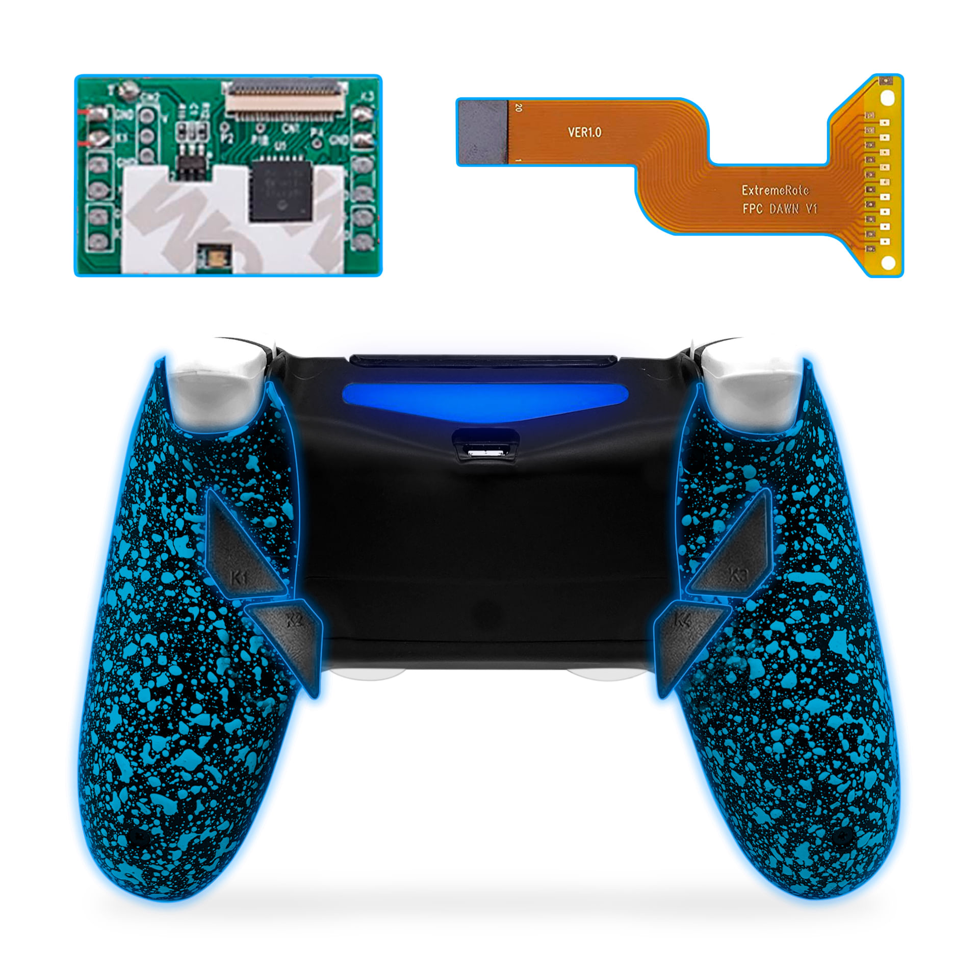 Mando Ps4 Personalizado Tekken + Scuf 4 Botones Grip Azul - Real Plaza
