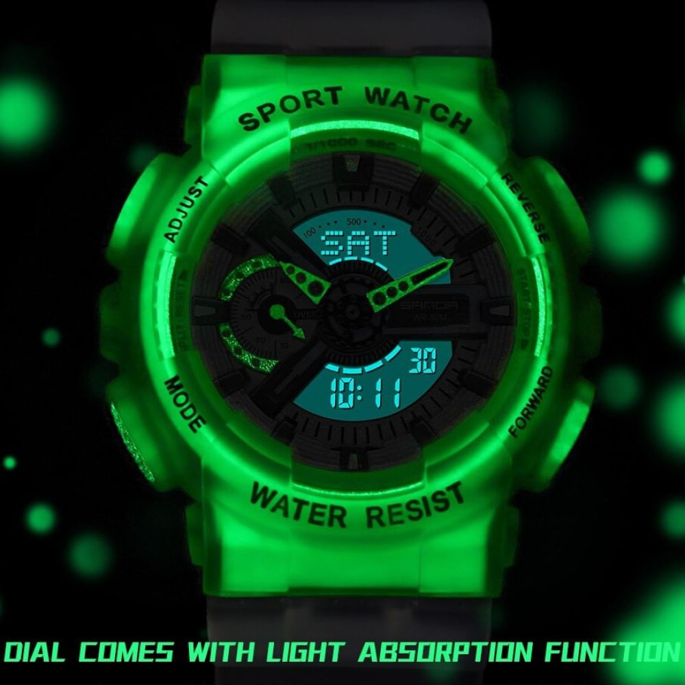 Reloj Hombre Deportivo Sanda 3029 Azul Fluorescente - Real Plaza
