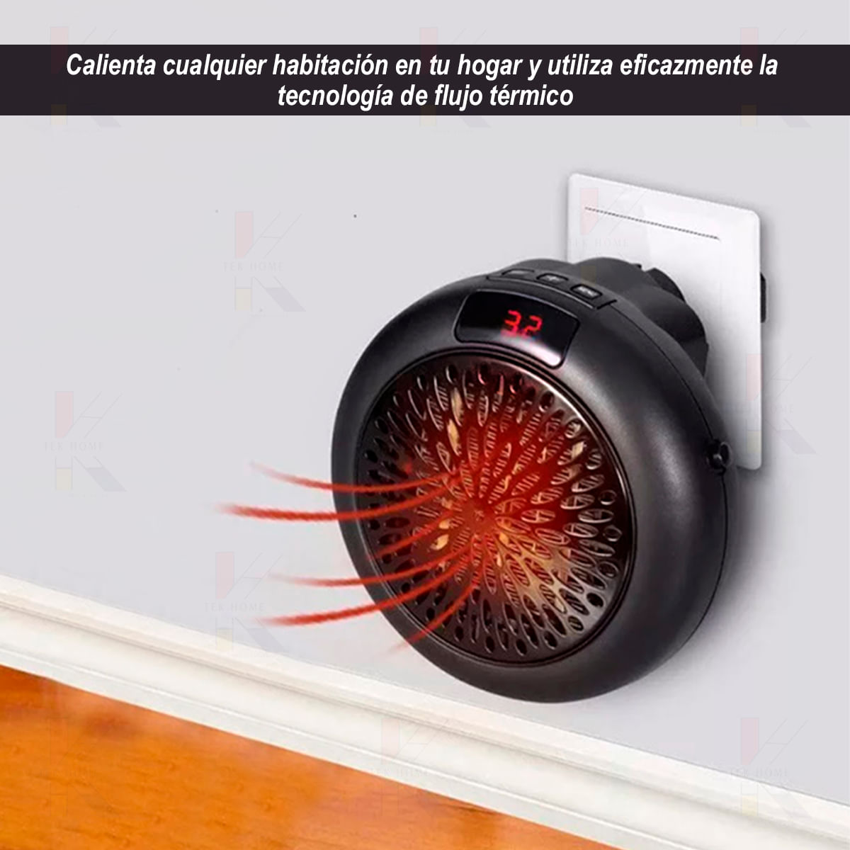 Mini Calefactor Portátil Eléctrico de Pared 900W - Real Plaza