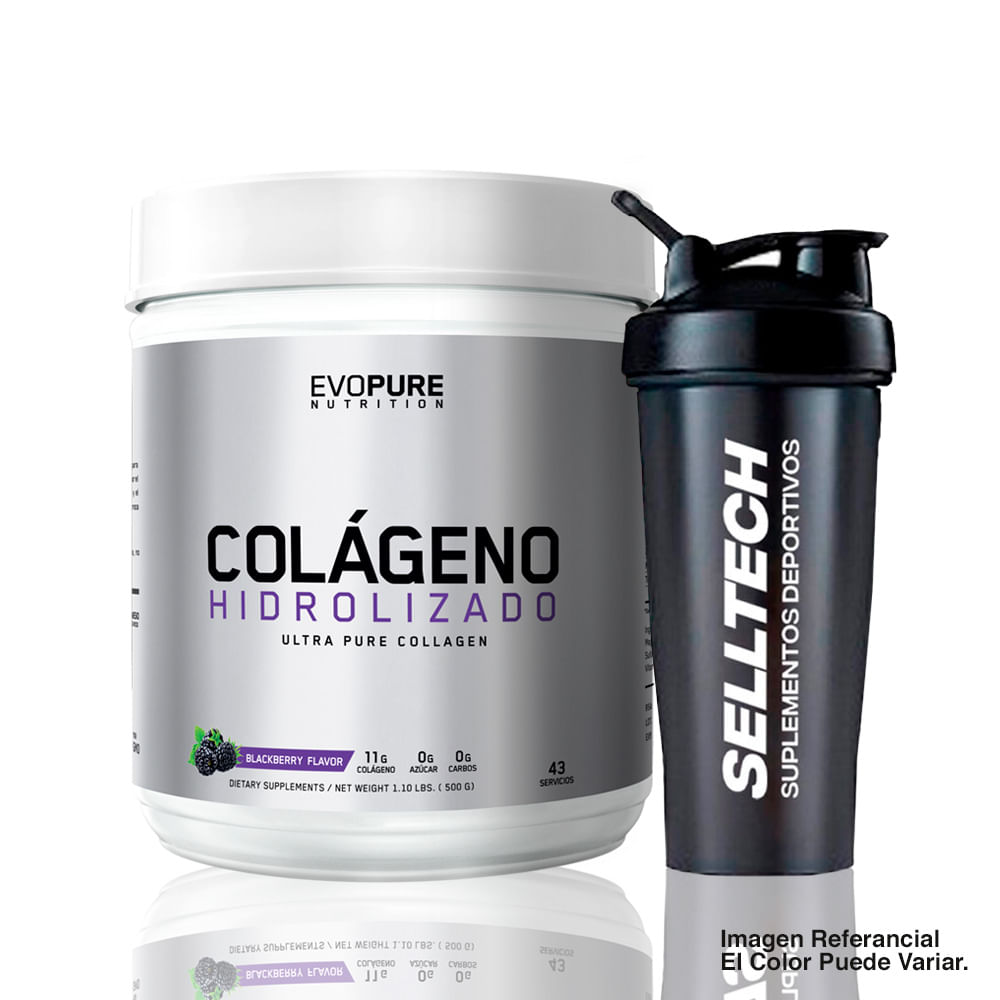 Colágeno Hidrolizado Evopure 500gr Mora + Shaker - Real Plaza