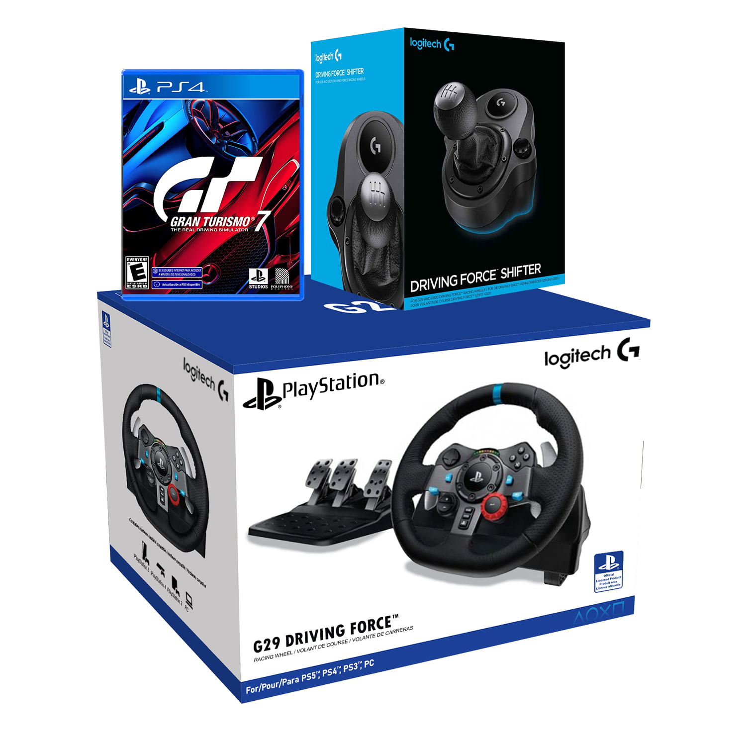 Timón Logitech G29 + Palanca de cambio + Gran Turismo 7 Ps4 - Real Plaza